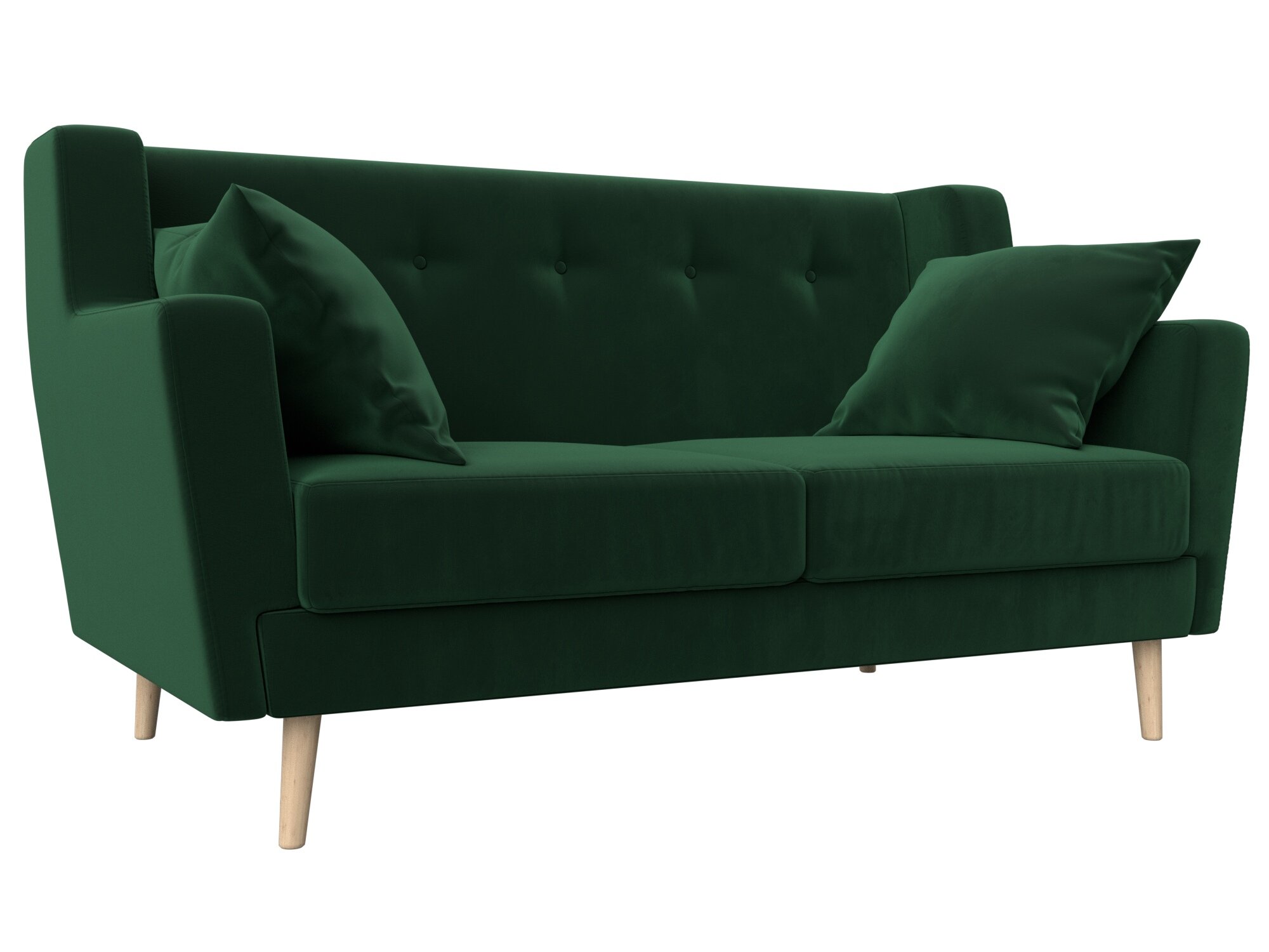 Диван кухонный прямой Брайтон 2, велюр, механизм нераскладной, зеленый, 139x77x85см. Хит Диванов