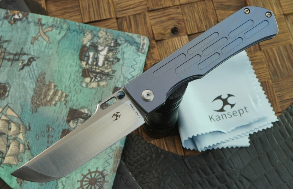 Складной нож Kansept Knives Reedus, сталь CPM S35VN, сатин, рукоять синий титан