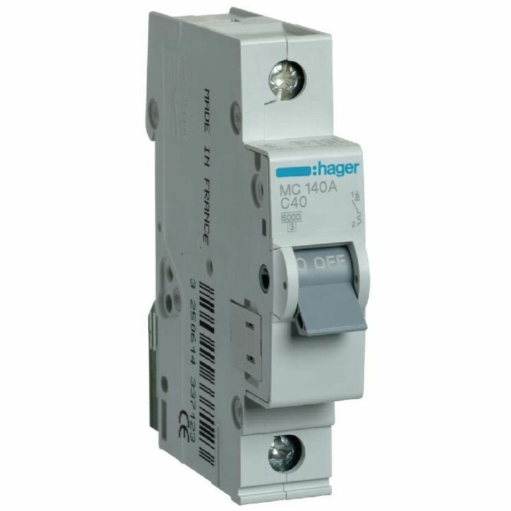 Автоматический выключатель Hager MC140A 1п 40А 6кА характеристика C