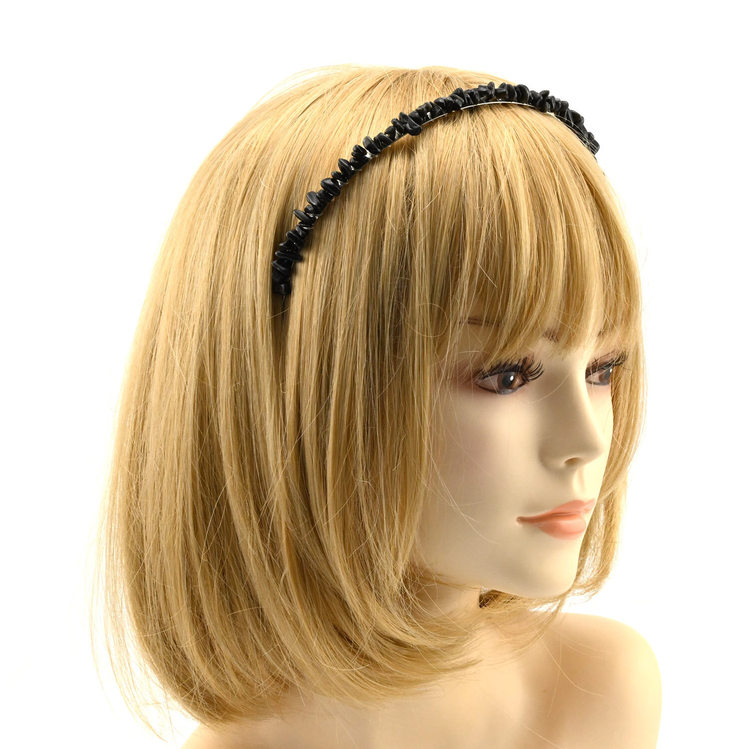 Ободок на голову женский с обсидианом черным