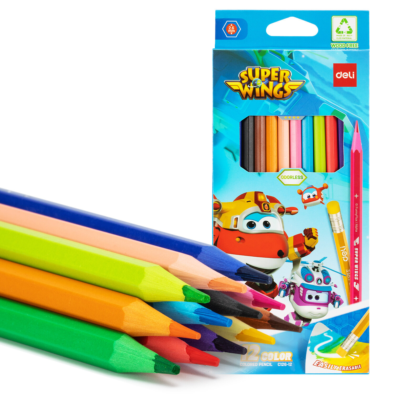 Карандаши цв. Deli EC126-12 Super Wings шестигран. пластик )
