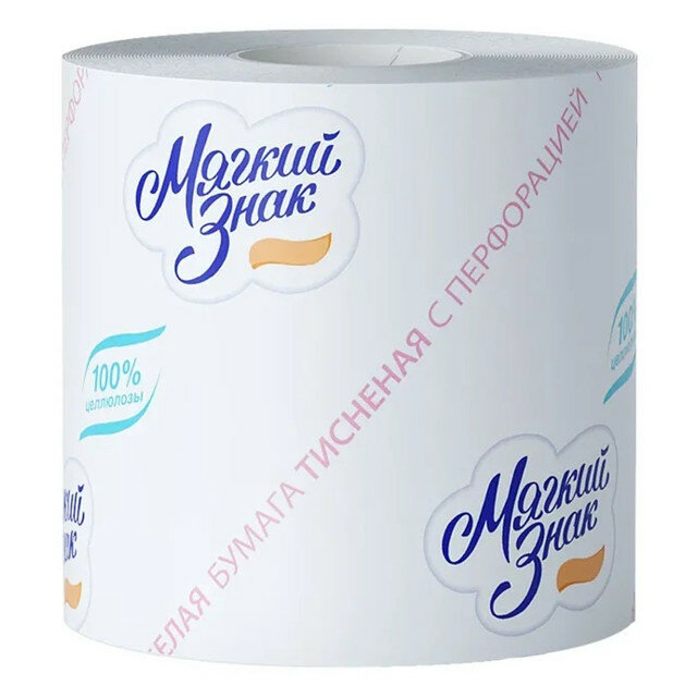 Мягкий знак туалетная бумага 1-слойные 408 листов без аромата, 1 шт/уп для дома