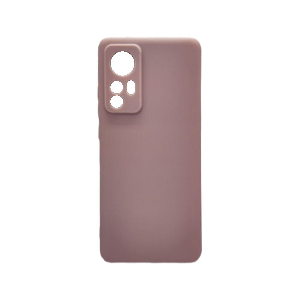 Чехол силиконовый с защитой камеры для Xiaomi Mi 12/12X (пыльно-розовый)