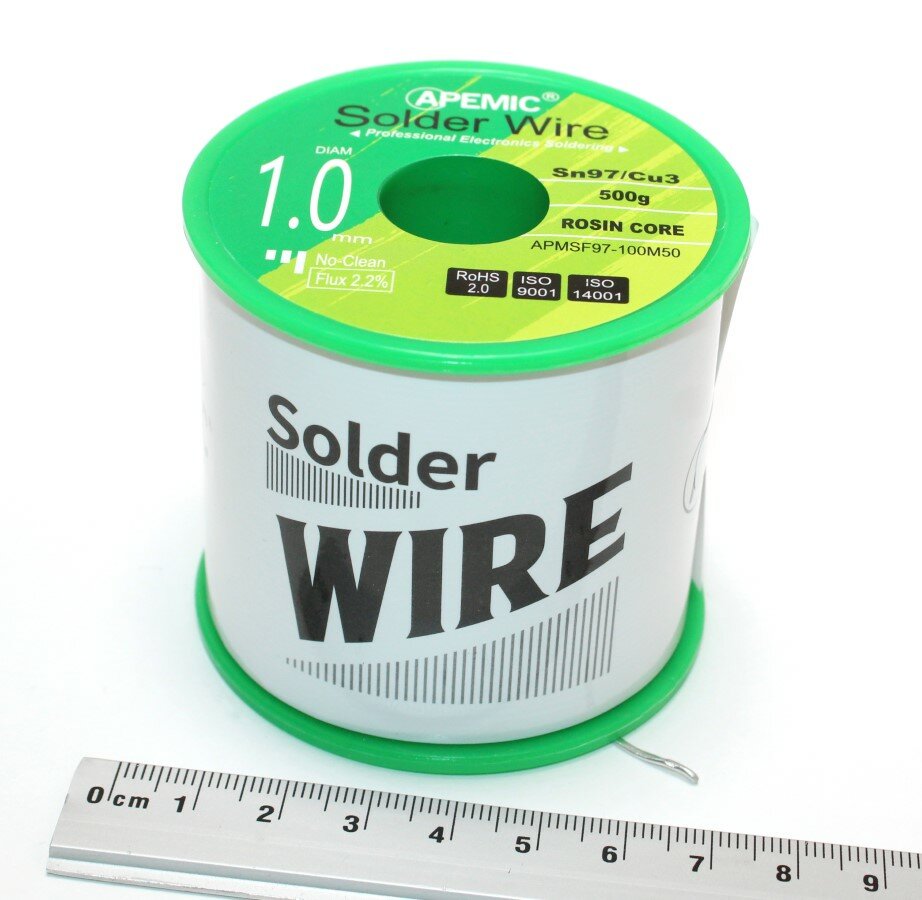 Припой APEMIC Sn97Cu3 ROLO d1.0 mm 500 гр, с флюсом