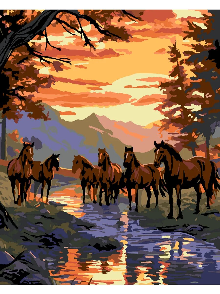 Картина по номерам Лошади 40х50 см