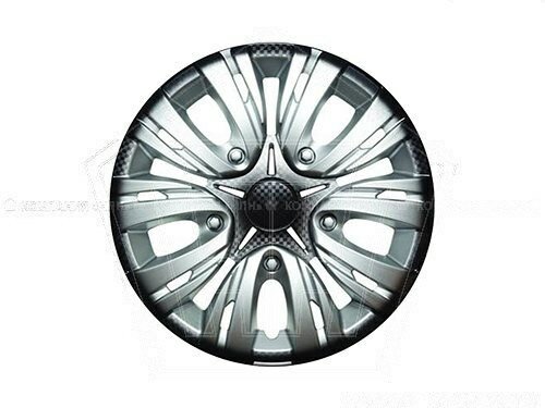 Колпаки декоративные (на пруж.) r-15 "лион" серебристо-черный карбон (к-т 2 шт) (lw1507)