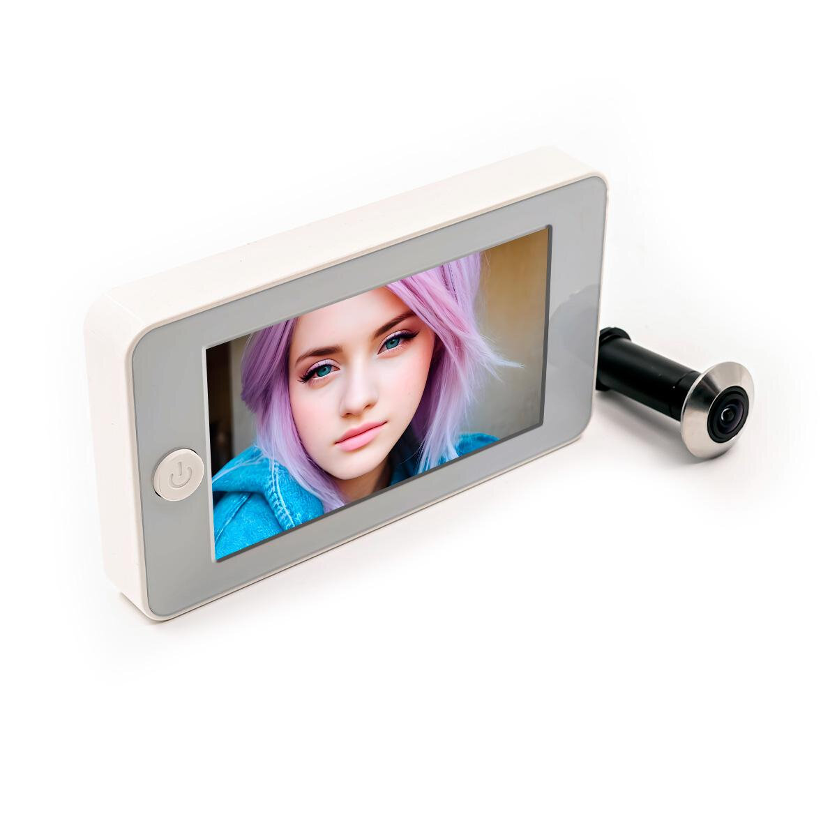 Видеоглазок в виде обычного i-Home GLAZ (W) (Y13824OHI) цветной монитор 4,3 дюйма, угол обзора 160 град. Видеоглазок с монитором для входной двери.