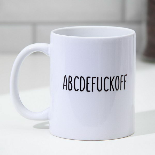 Кружка чайная керамическая ABCDEFUCKOFF, 320 мл, 18+, вид: кружки