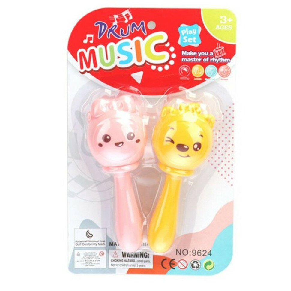 Музыкальный инструмент маракасы, 2 шт, в ассорт, блистер (арт.802509 )