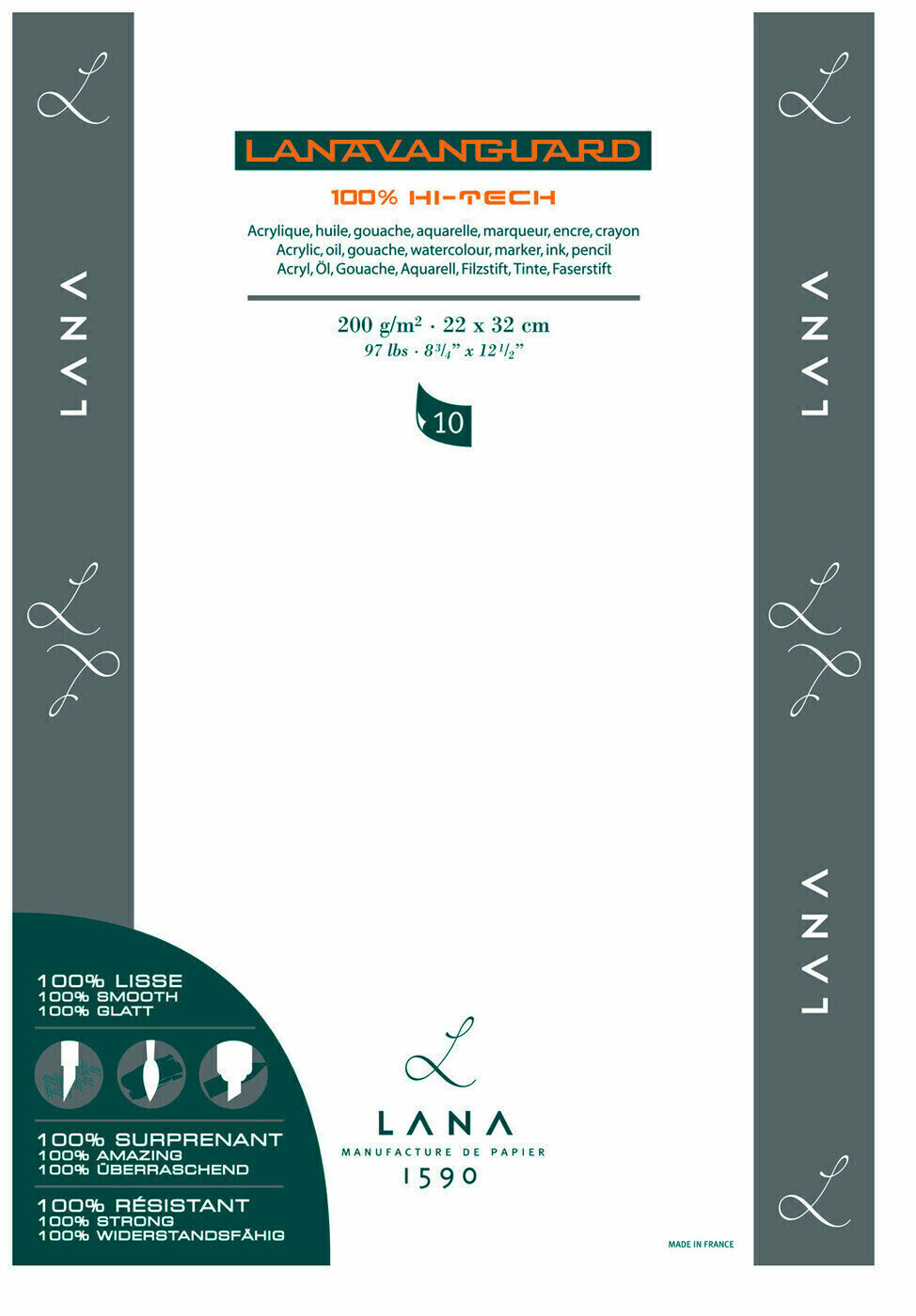 Альбом для рисования LANA "Lanavanguard", 200 г/м2, 34х48 см, 10 л 15027222