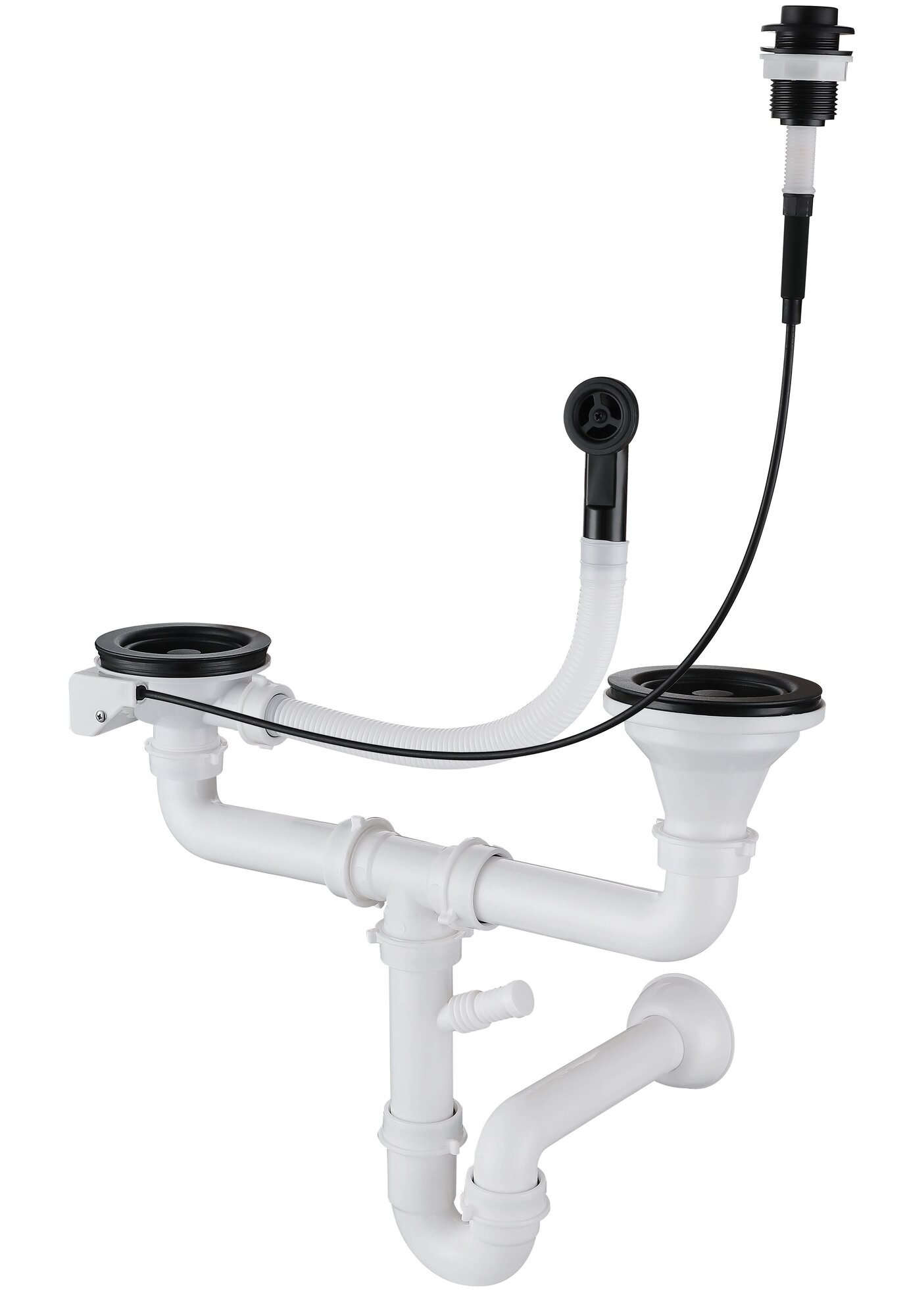 Сифон двойной 3 1/2" п/авт с круг пер черный