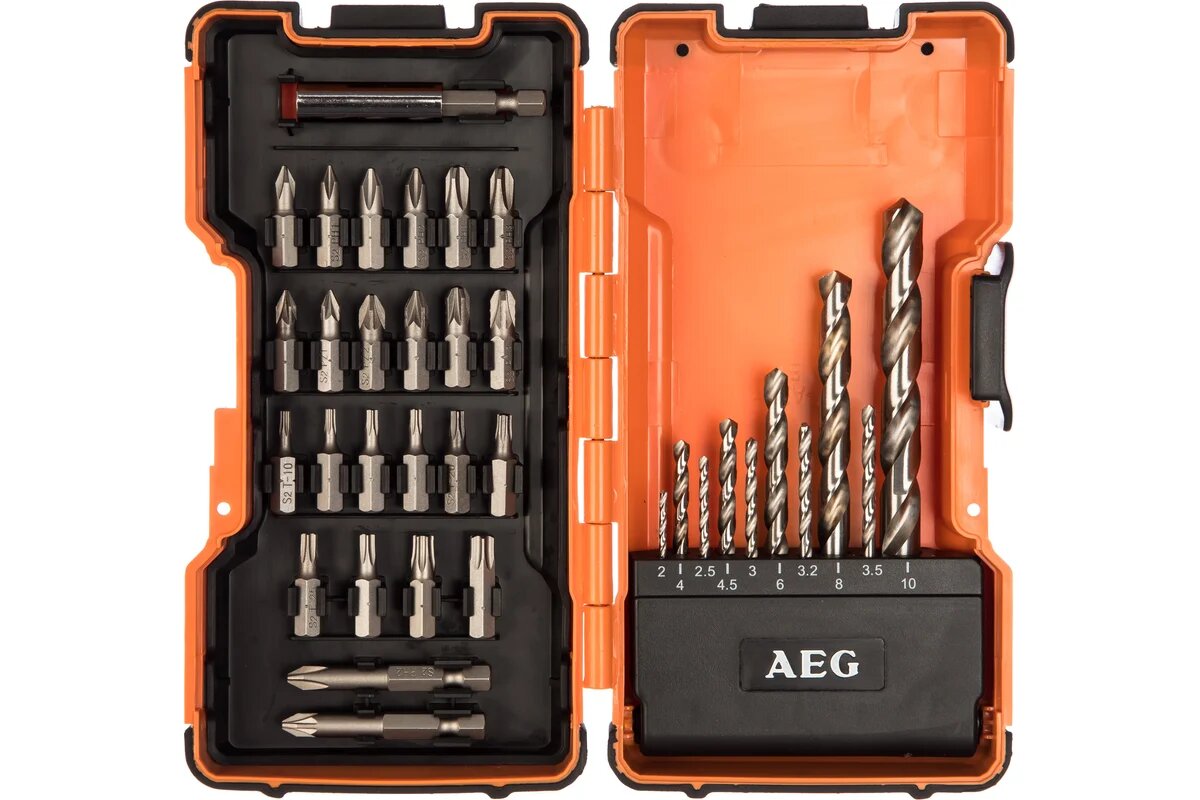 AEG Набор свёрл HSS-G 10шт ф2-10мм+ биты 22шт 4932352249