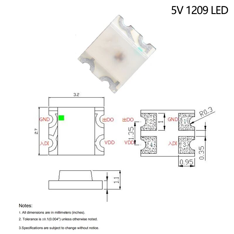 Адресная RGB светодиодная лента XIASONGXIN LIGHT 100PCS 1209 WS2812B