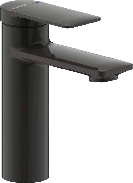 Смеситель для раковины Bravat Eddie F1369402BW-ENG черный, глянцевый, кран для ванной в раковину, из латуни, рычажный, с керамическим картриджем