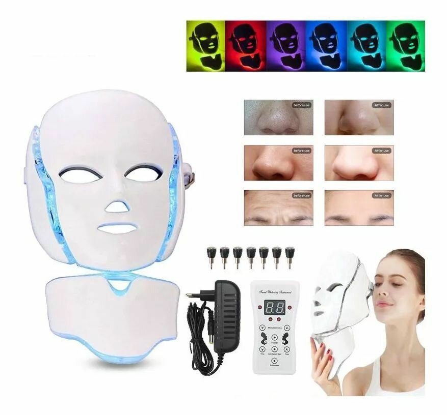 Маска для шеи 7 цветов для лечения отеков лица световая терапия YZ