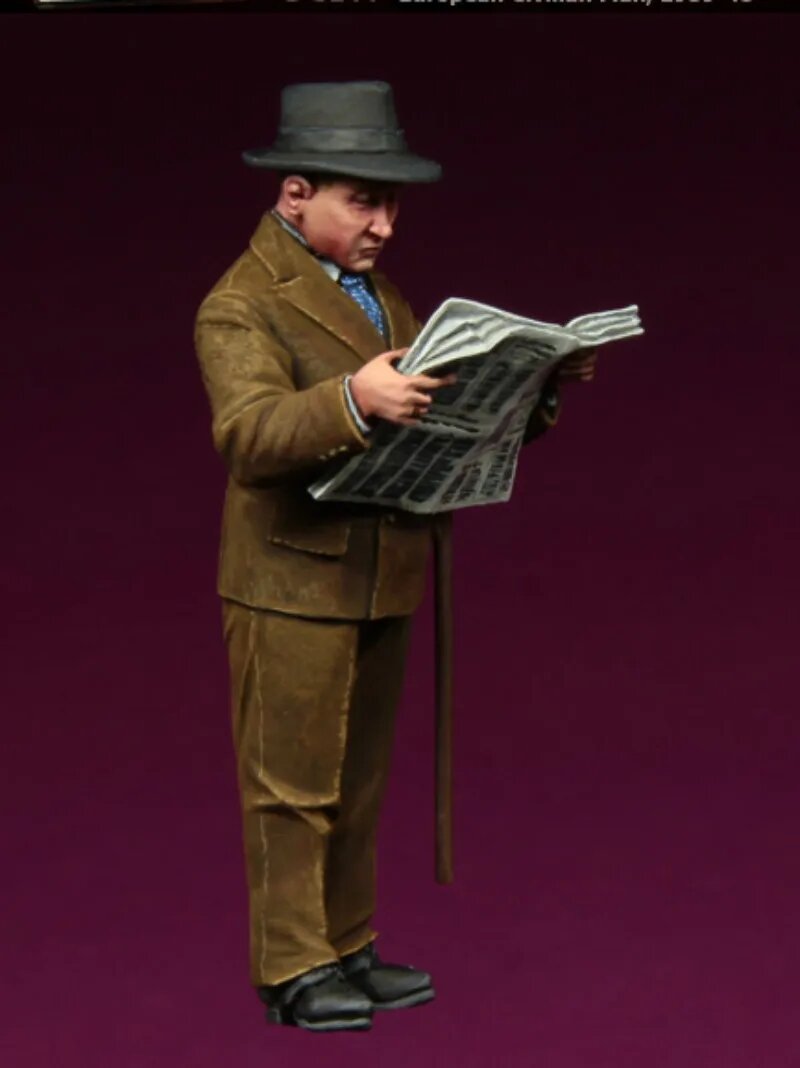 Масштаб 1/35, фигурка из смолы, собранная модель, комплект европейского гражданского человека, читающая газет, разобранная и неокрашенная игрушка-диорама
