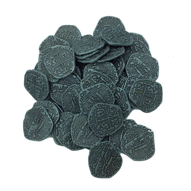 Золотая пиратская монета Doubloon Черный, Antique Silver