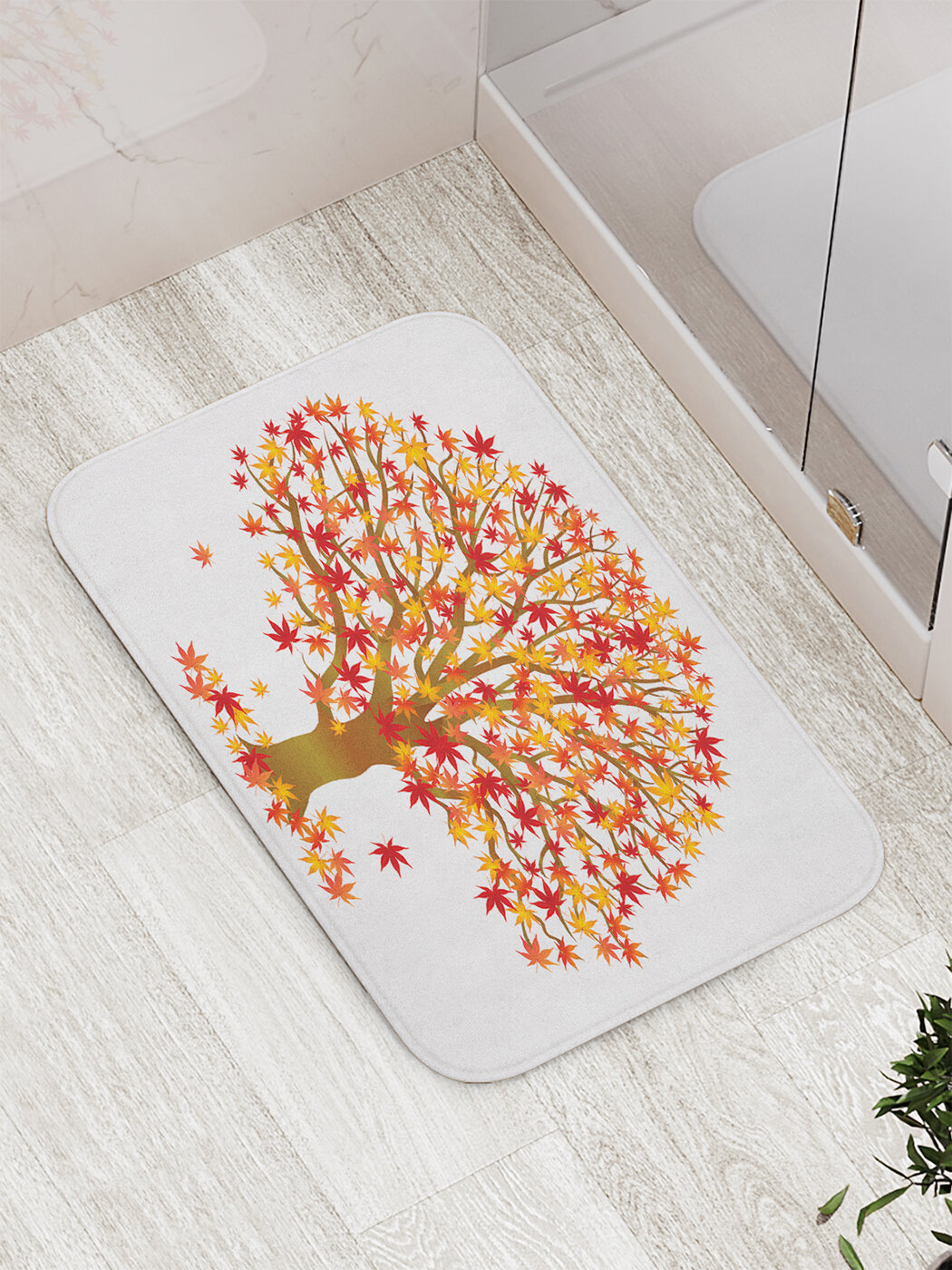 Коврик для ванной комнаты и туалета противоскользящий "Падение листьев с дерева клен" 52х77 см, JoyArty