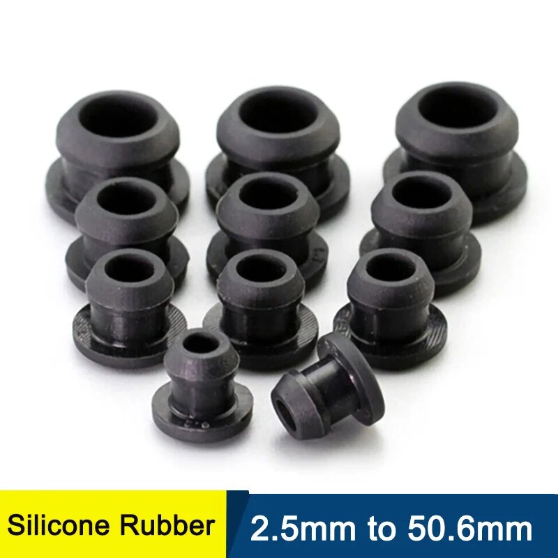 Черные силиконовые заглушки для отверстий 2.5-50.6 мм 2pcs 28mm