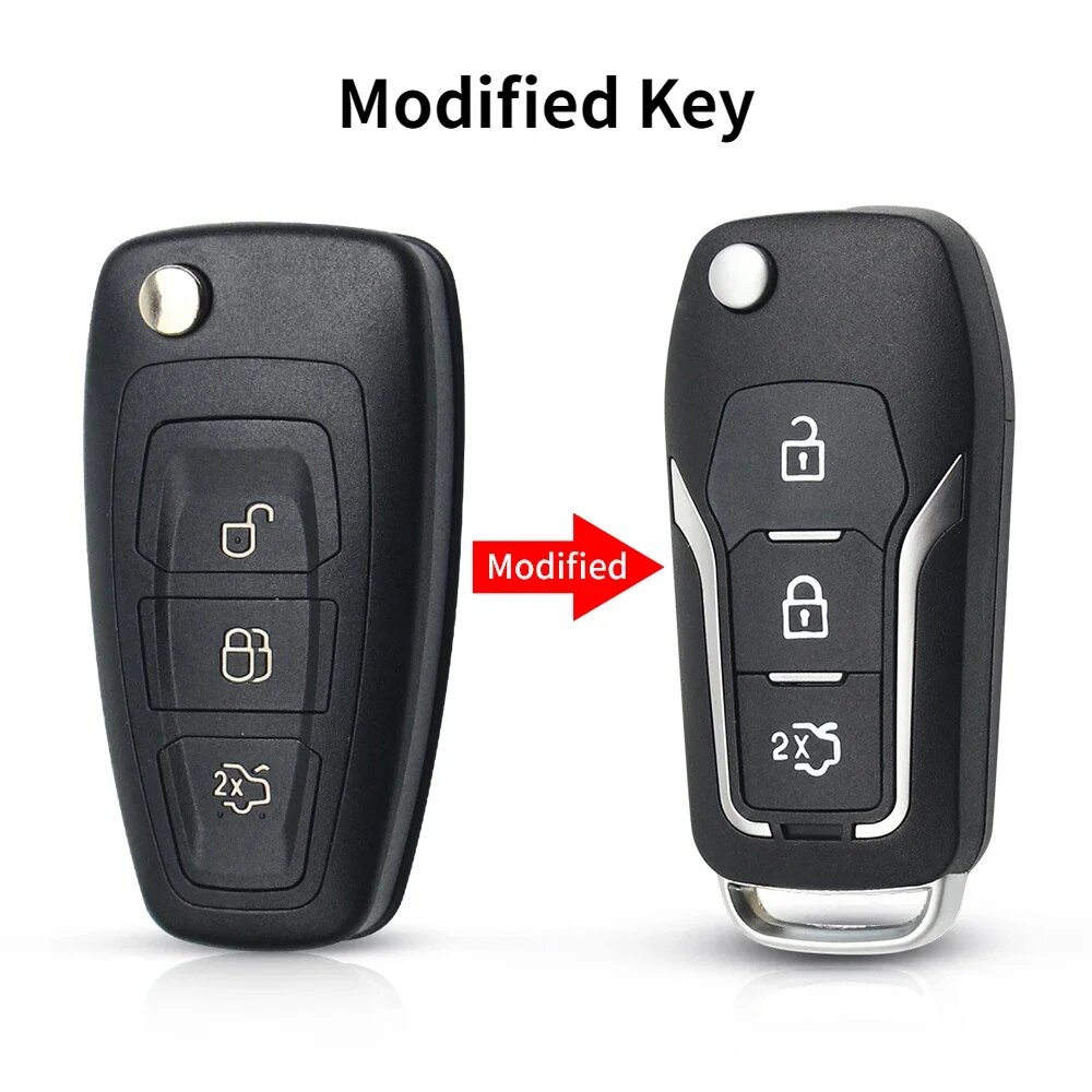 KEYYOU модифицированный корпус автомобильного ключа для Ford Focus Mondeo Focus Fiesta C Max S Max Galaxy Ranger 3-кнопочный откидной чехол для дистанционного ключа Modified Key HU101