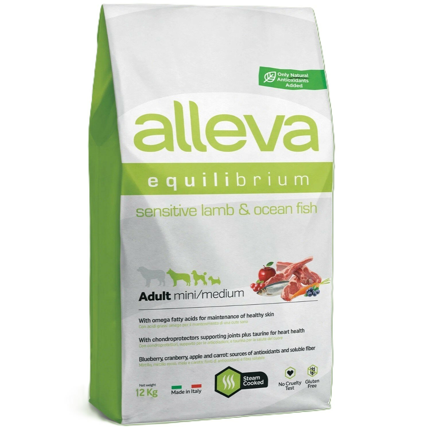 ALLEVA EQUILIBRIUM Сухой корм для взрослых собак средних и крупных пород Сенситив с ягненком и океанической рыбой 12кг