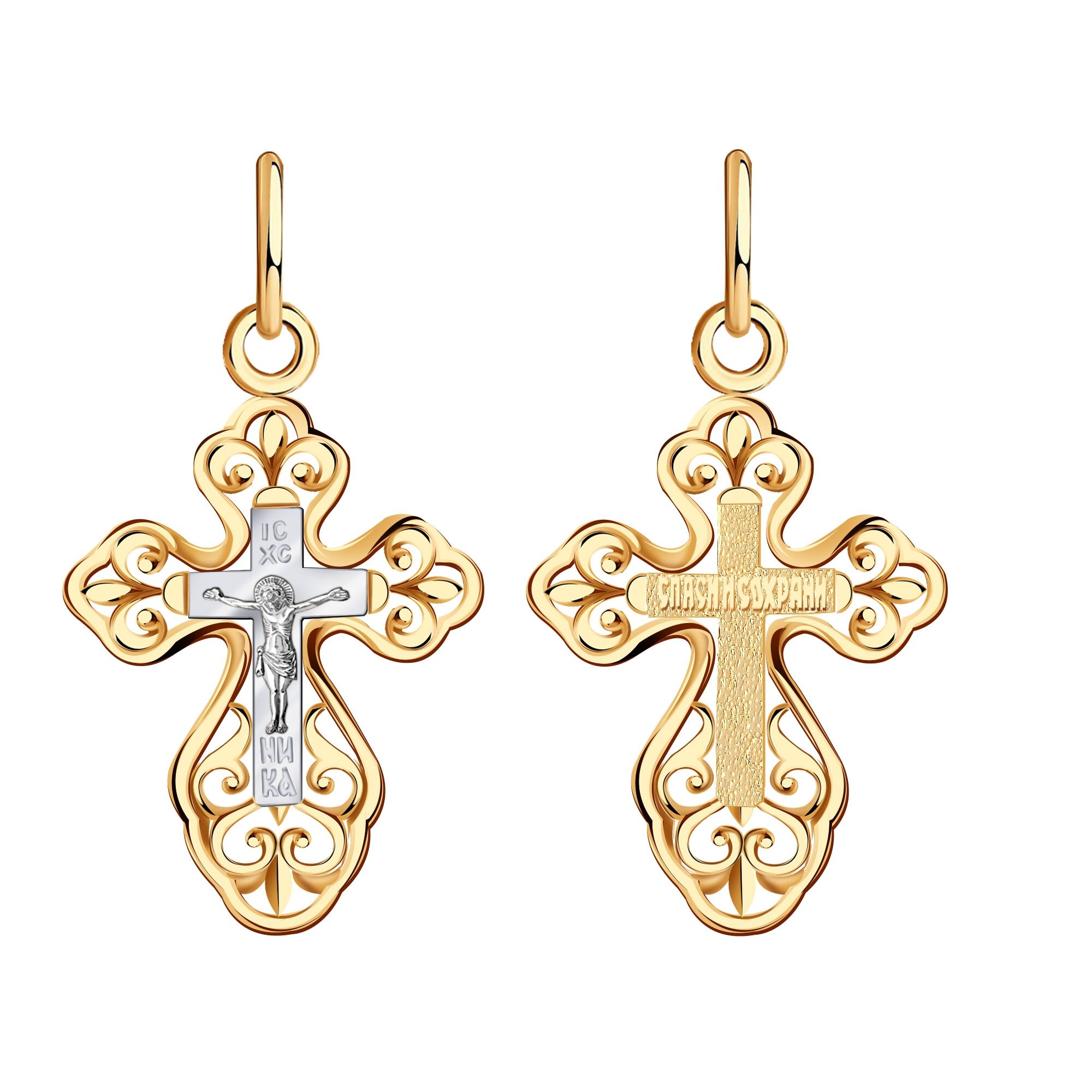 Крестик, красное золото, 585 проба