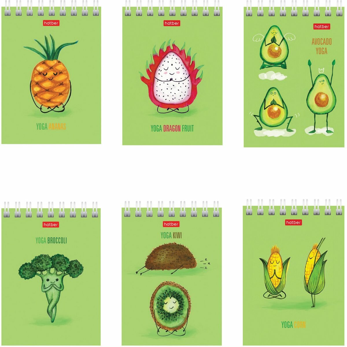 Блокнот 60л, А7 Hatber "Йога-Фитнес", без линовки, спираль (60Б7В1гр), 1шт.