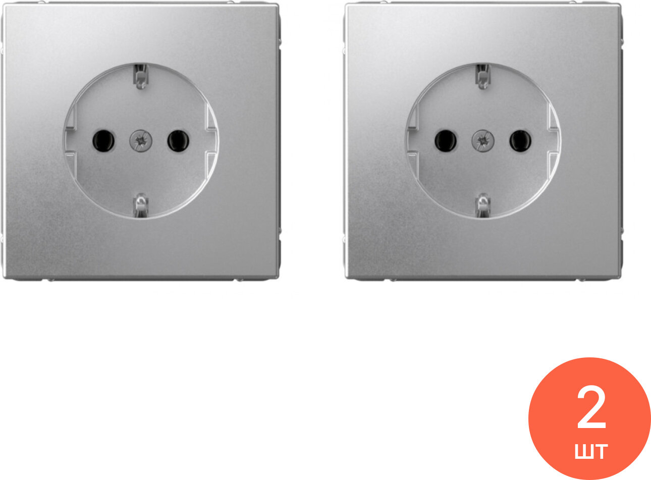 Розетка силовая штепсельная Systeme Electric / Систем Электрик ArtGallery механизм, 16А 250В IP20 алюминий с заземлением, GAL000343 / электрооборудование (комплект из 2 шт)