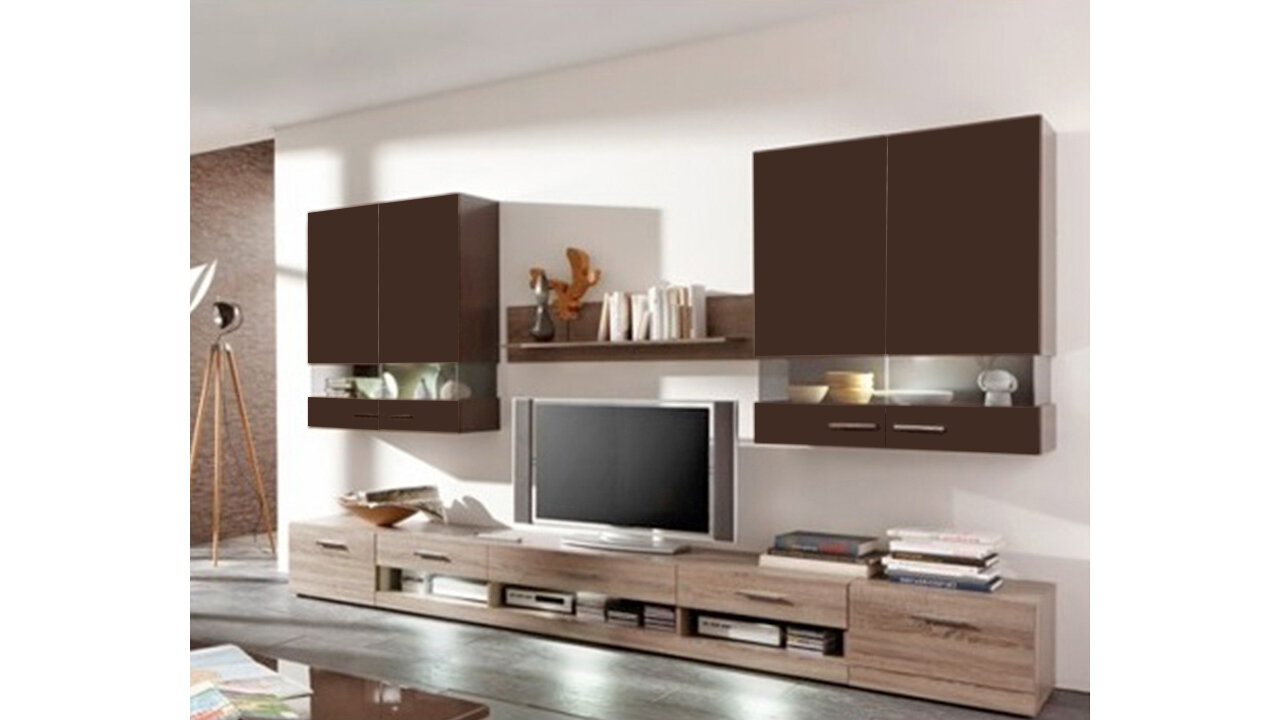 Гостиная Софа Венге 0854 BS / Дуб Винтаж Оксид 5194 SN NOW 311x50x200 см, Фиеста