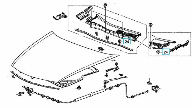Фиксатор жабо; Артикул Honda: 90602TA0003 (Оригинал)
