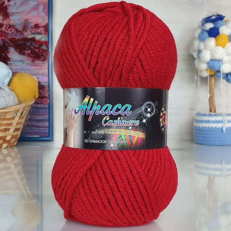 Пряжа Color City альпака кашемир 2221 красный (10 мотков)