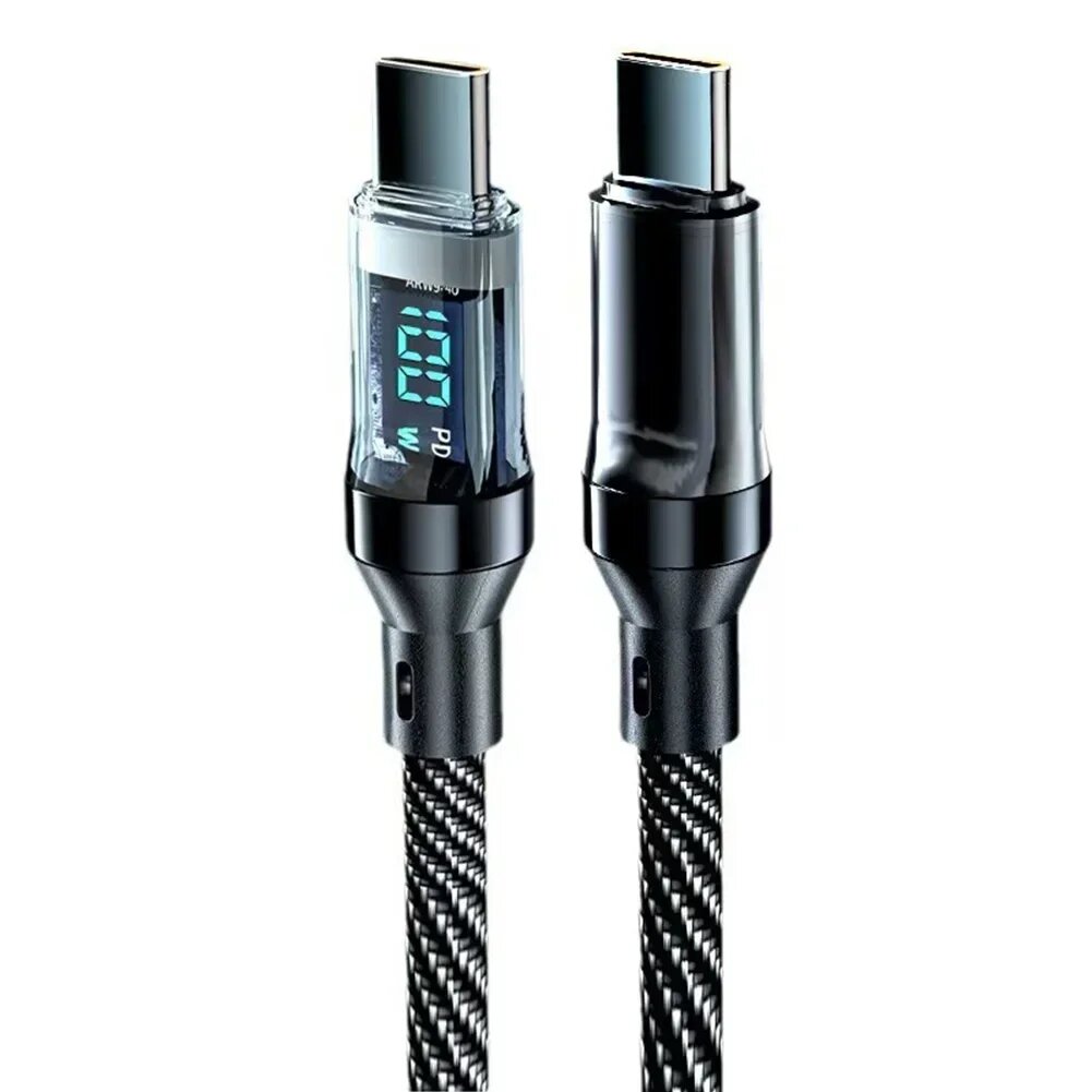 120 Вт Тип C к Типу C / USB-кабель для Huawei Xiaomi Samsung Светодиодный цифровой дисплей Быстрая зарядка USB C Зарядное устройство Кабель для передачи данных Провод Шнур