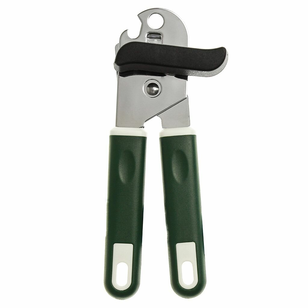 Консервовскрыватель КНР "Бабочка", Грин, нержавеющая сталь, 19,5х5х5 см, с открывашкой, пластмассовые ручки