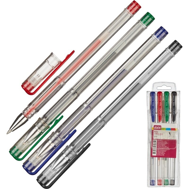 Набор гелевых ручек Attache 4 цвета, 0,5 мм, без манжетки (901711)