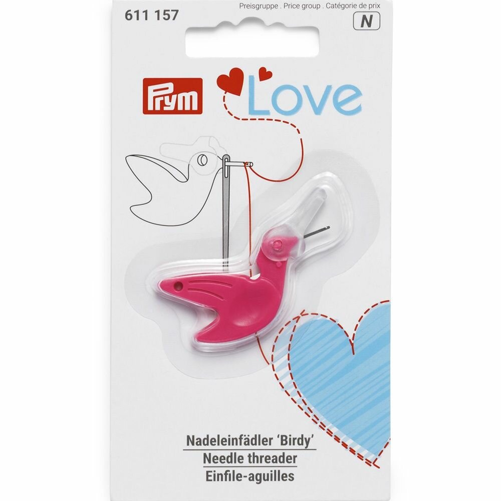 Нитевдеватель PRYM "Love", Birdy, L 45 мм, пластик, металл, ярко-розовый (PR.611157)