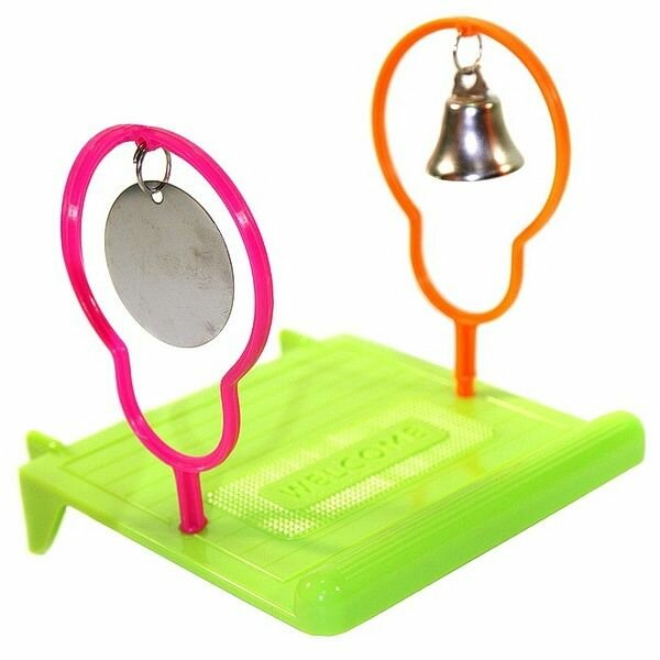 Игровая площадка для птиц Penn Plax "Welcome", колокольчик, диск, 11х10,5х10,5 см