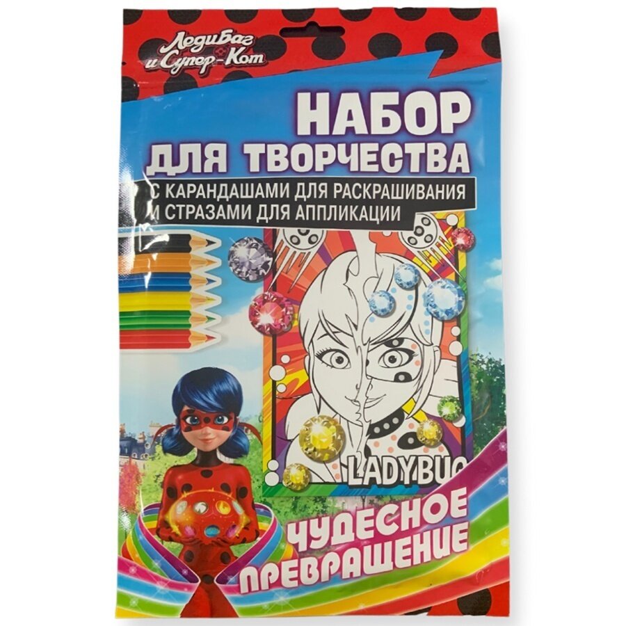 Раскраска с карандашами ND Play Леди Баг и Супер-Кот. и стразами. Чудесное превращение (300175)