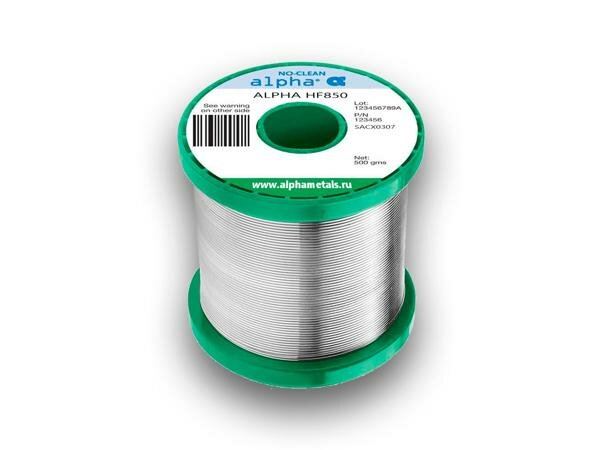Припой ALPHAMETALS 160193 трубчатый бессвинцовый SACX0307 с безотмывным флюсом ALPHA HF850 (2,2%) 1.0мм/0.50кг
