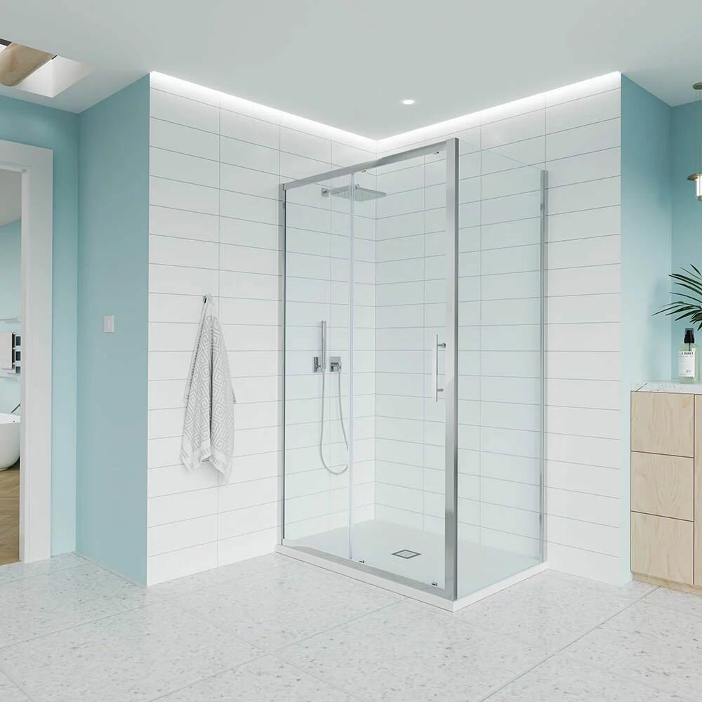 Душевой уголок Veconi Evo SP CH, 110х70, стекло прозрачное, профиль хром глянец