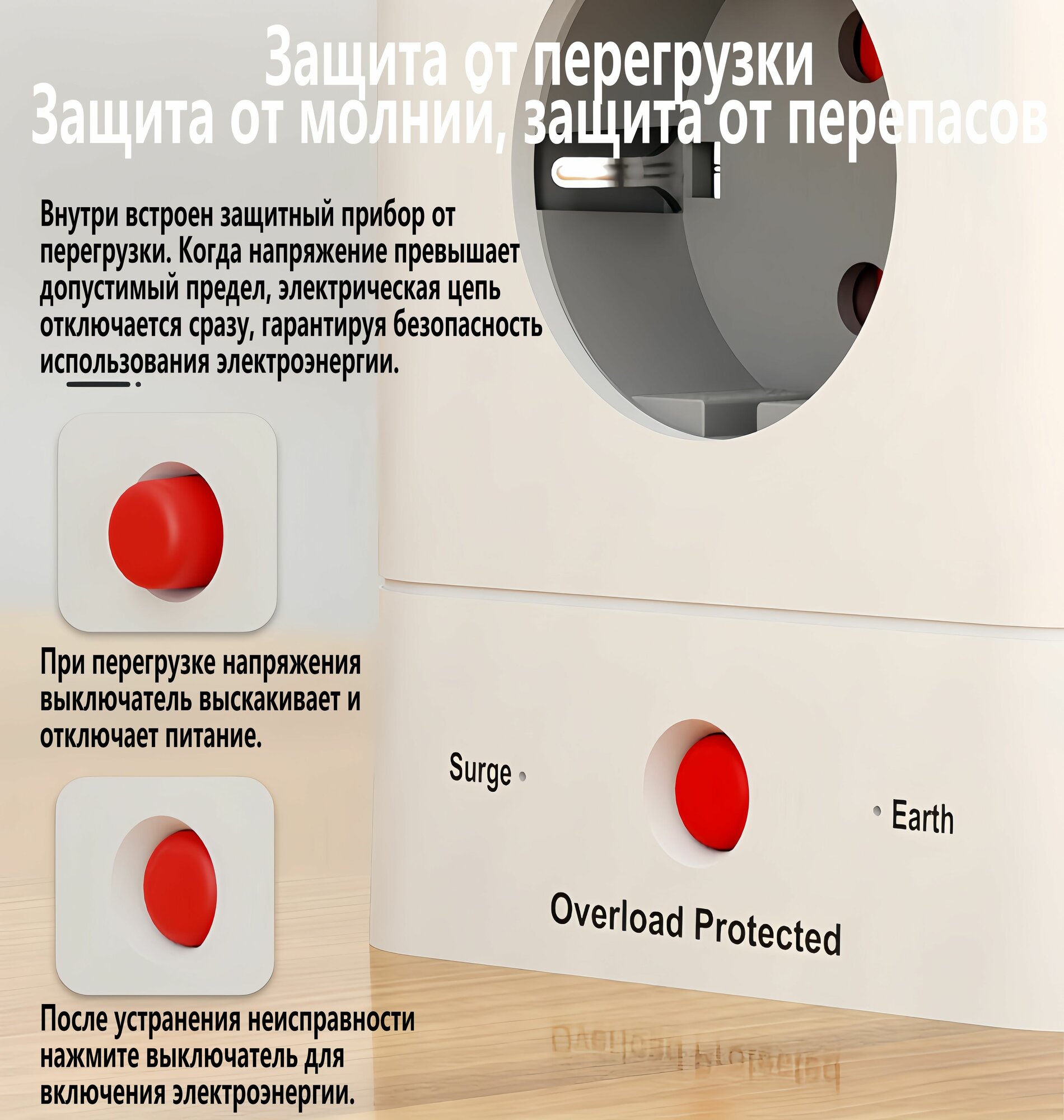 Сетевой фильтр, 4-12 розеток с 2 USB и 2 TYPE-C быстрая зарядка, кабель 1.8м, с предохранителем и заземление