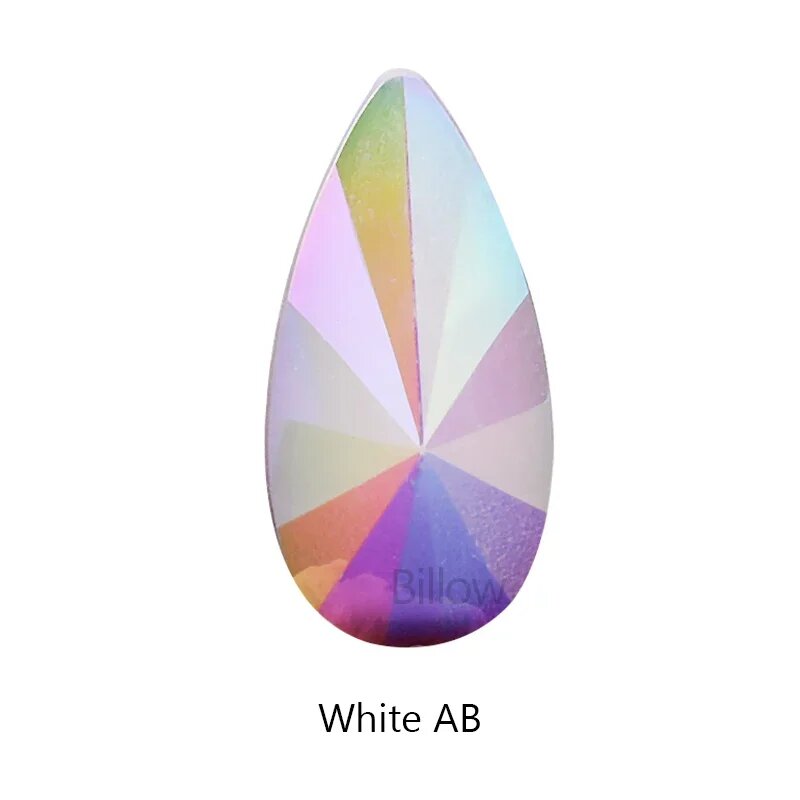 Стразы каплевидные White AB 9x18mm 50шт