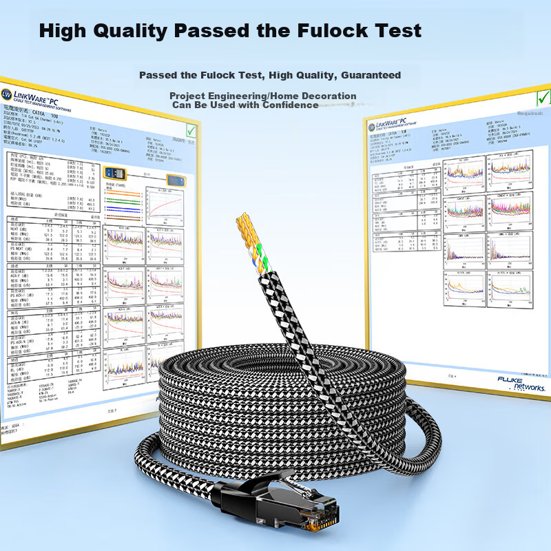 SAMZHE CAT6A Pure Copper 10 Gigabit Patch Cable, Home Computer Network Broadband Jumper, Compatible with 2.5G Gigabit 8-Core 2.5G Cable, 30 Meters MWD6A300