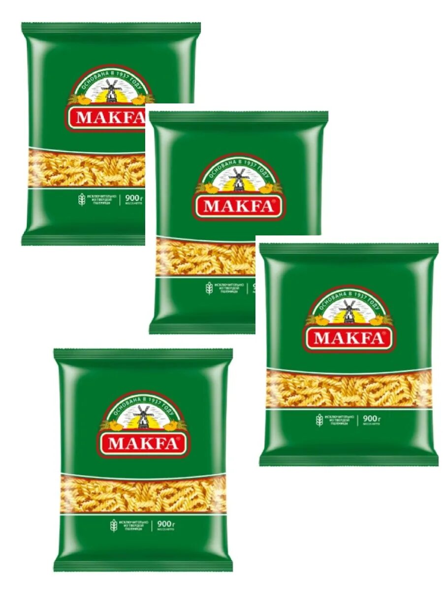 Макароны Макфа спираль в/с, 900гр.4уп