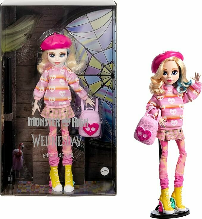 Куклы и аксессуары Monster High Wednesday, модные коллекционные предметы розового цвета Энид Синклер,