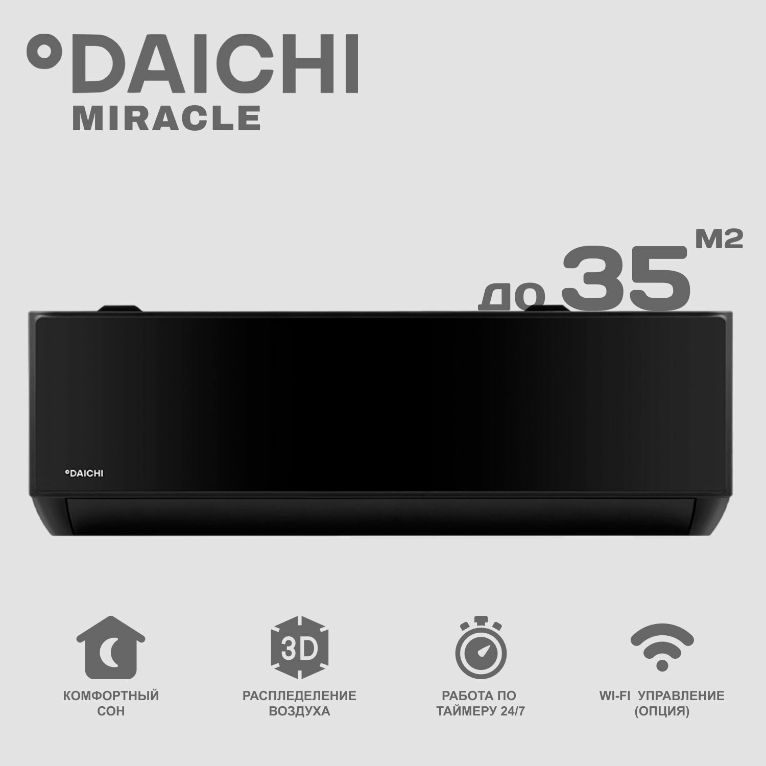 Сплит-система Daichi MIRacle MIR35AVQ1/MIR35FV1 чёрный на 35 кв. м