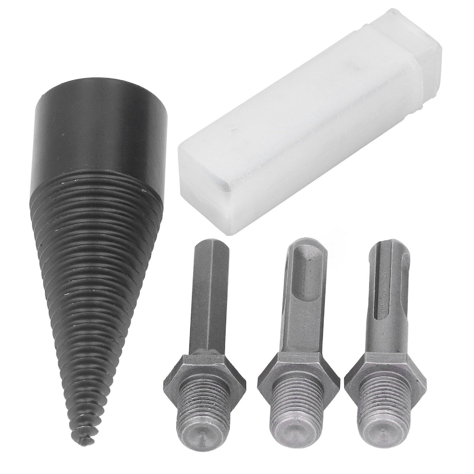 Сверло для дров из углеродистой стали, конусный дровокол с конусом 32 мм/1,3 дюйма и съемным хвостовиком из 3 предметов, прочный дровокол для легкого раскалывания древесины