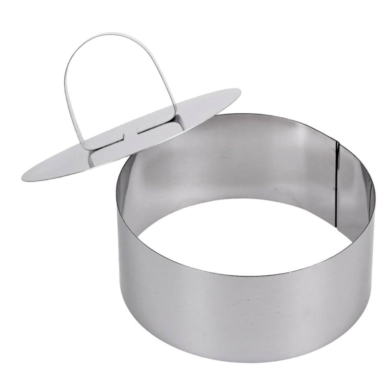 Мультидом круглая кулинарная форма с крышкой-прессом 10x4 см из нержавеющей стали