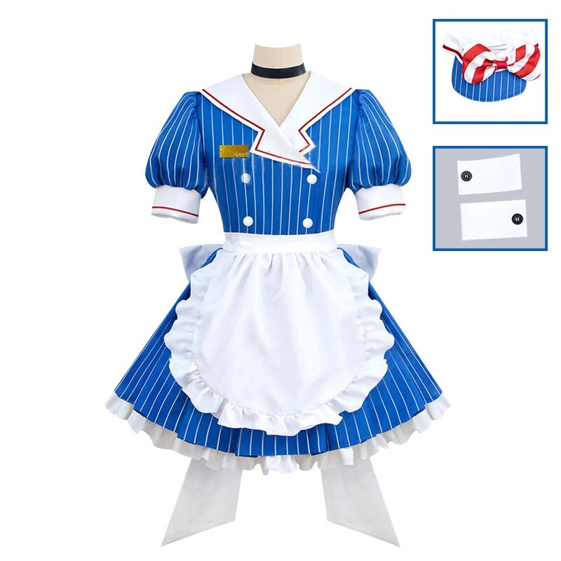 Костюм горничной сине-белый, размер M, Color: Costumes A