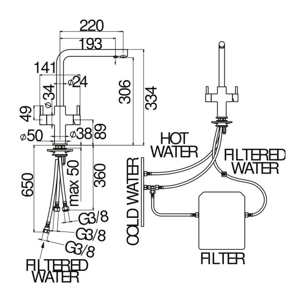 Смеситель для кухни Nobili Acquerelli AQ93823/3VCR Chrome, хромированный