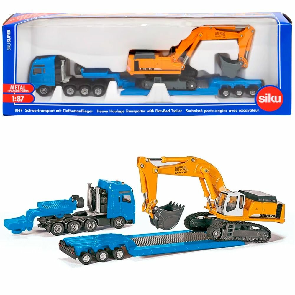 Грузовик-экскаватор Siku MAN Liebherr, пластик, металл, масштаб 1:87